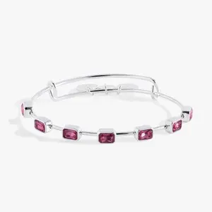 ALEX AND ANI October Birthstone Emerald Cut Bangle - Silver 